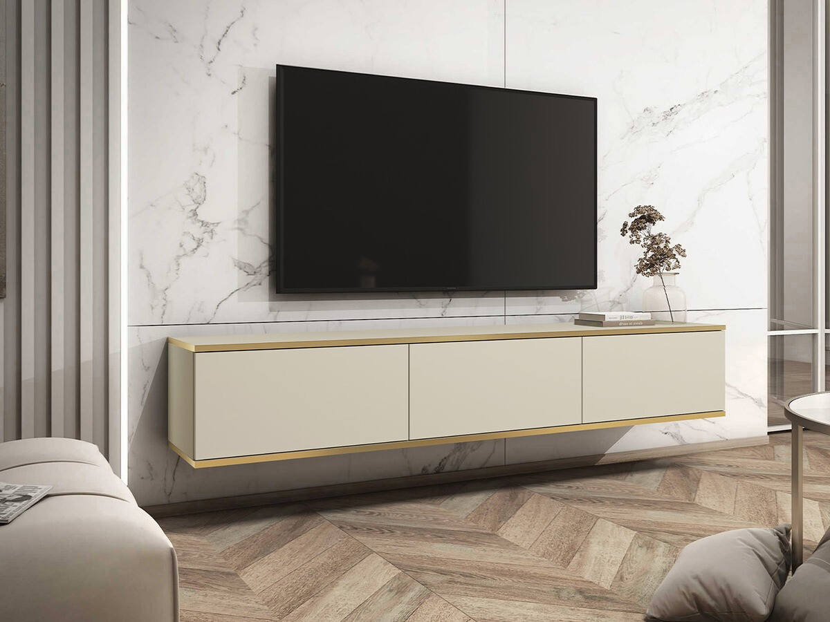 Meuble TV Lima AG100 (Crème + Doré) - Meubles de salon | Mobilier1.fr